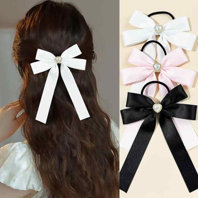 ・カテゴリ: ヘアアクセサリー・スタイル: 韓国、スウィート・素材: リボン・製法: ハンドメイド・カラー展開: ブラック、ピンク、ホワイト・: リボン、ハート・タイプ: 高弾力