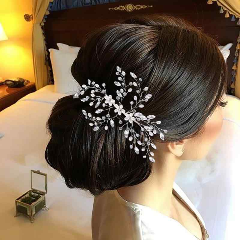 ・カテゴリ: ヘアアクセサリー・タイプ: レディース・スタイル: ファッションOL・素材: ラインストーン・: フラワー・加工: ハンドメイド・種類: ヘアコーム・カラー: シルバー