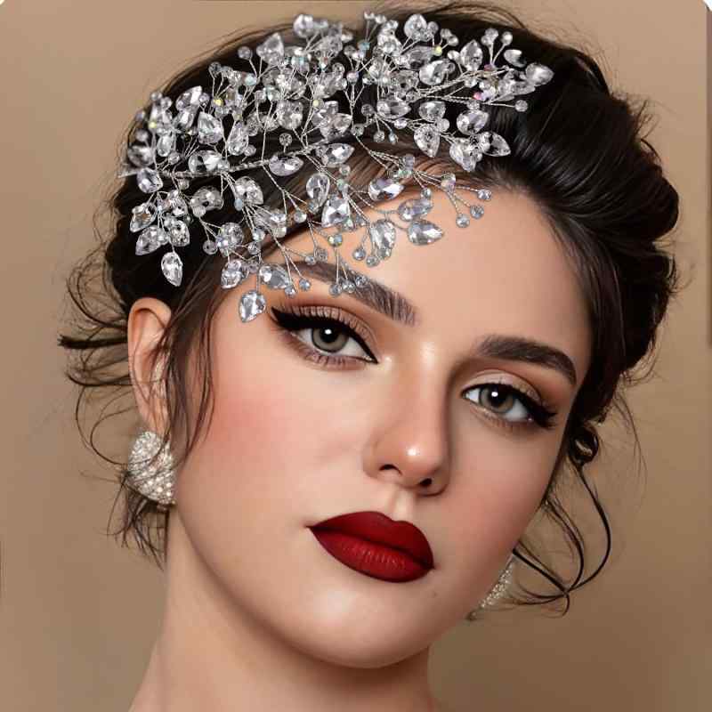 ・カテゴリ: ヘアアクセサリー・スタイル: 欧米風・素材: 合金・対象: レディース・: フラワー・おすすめシーン: 結婚式・カラー: シルバー・装飾: ラインストーン