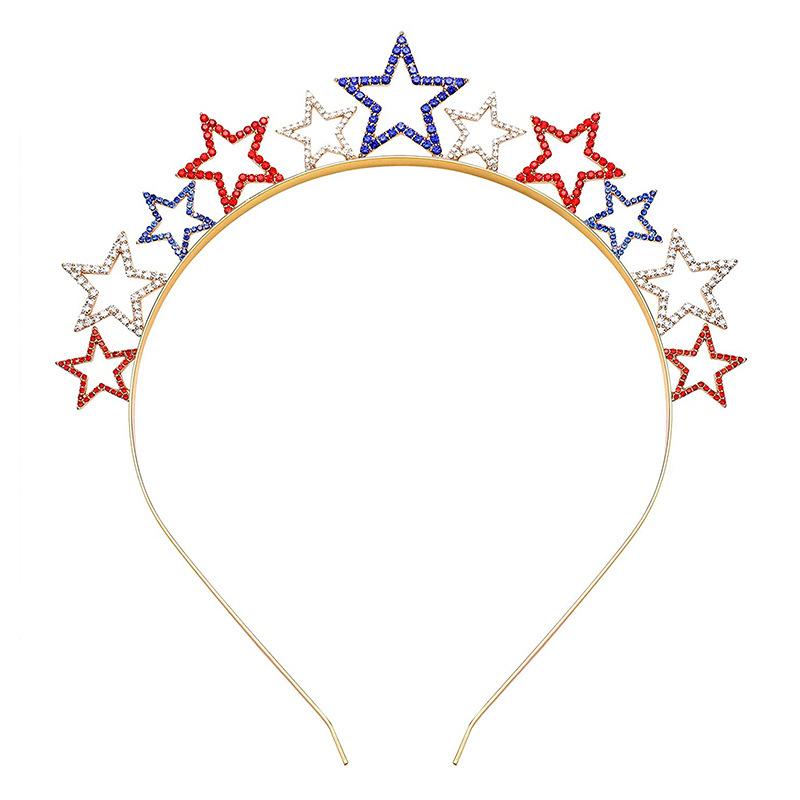 ・カテゴリ: ヘアアクセサリー・スタイル: 欧米風、カジュアル・素材: 合金・加工: メッキ・: 星型、五角星・カラー展開: アメリカ国旗色、ゴールド、シルバー・サイズ: 星 約3.5cm・対象: レディース
