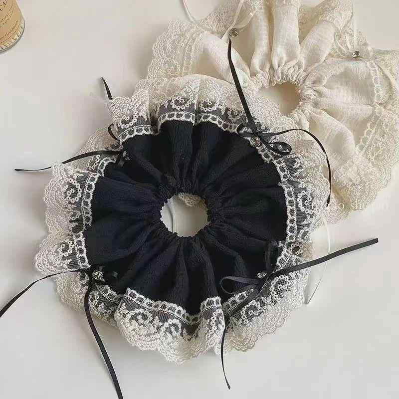 ・カテゴリ: ヘアゴム・素材: 布製・加工: ハンドメイド・カラー展開: ブラック、ベージュ・要素: プリーツ、リボン・スタイル: キュート・タイプ: 高弾力・テイスト: スウィート