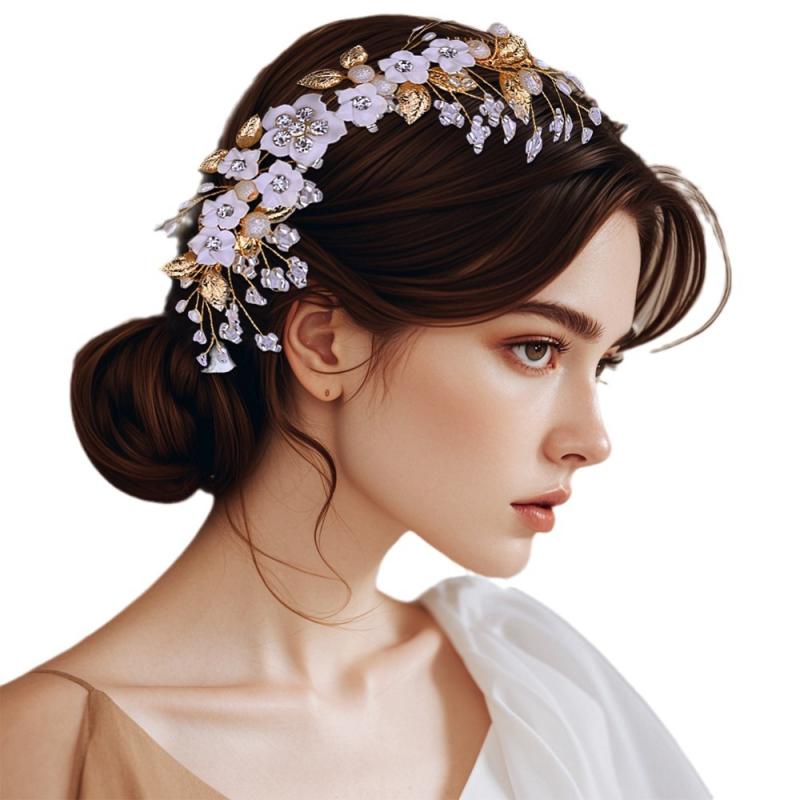 ・カテゴリ: ヘアアクセサリー・素材: 合金・スタイル: カジュアル、レトロ、エレガント、フェミニン、シンプル、モード、韓国・対象: レディース・形状: ウェーブ・装飾: ホワイトクリスタル・加工: 手編み・・用途: ヘアコーム、ブライダル...