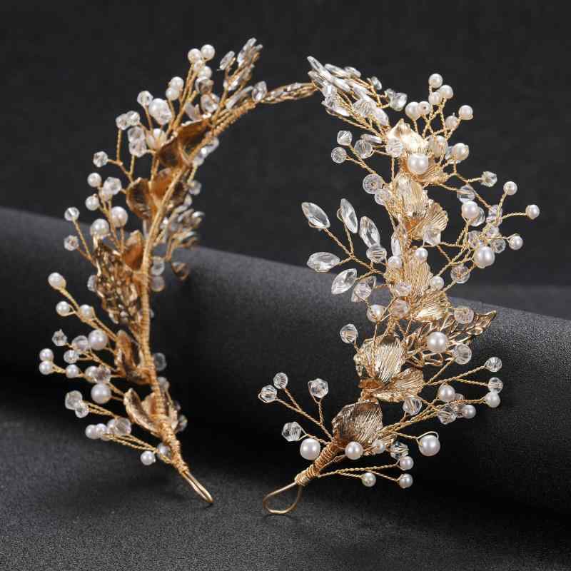 ・素材: 合金・種類: カチューシャ、ヘアバンド・スタイル: レディース・用途: 結婚式・カラー: ゴールド、シルバー・: パール・カテゴリ: ヘアアクセサリー