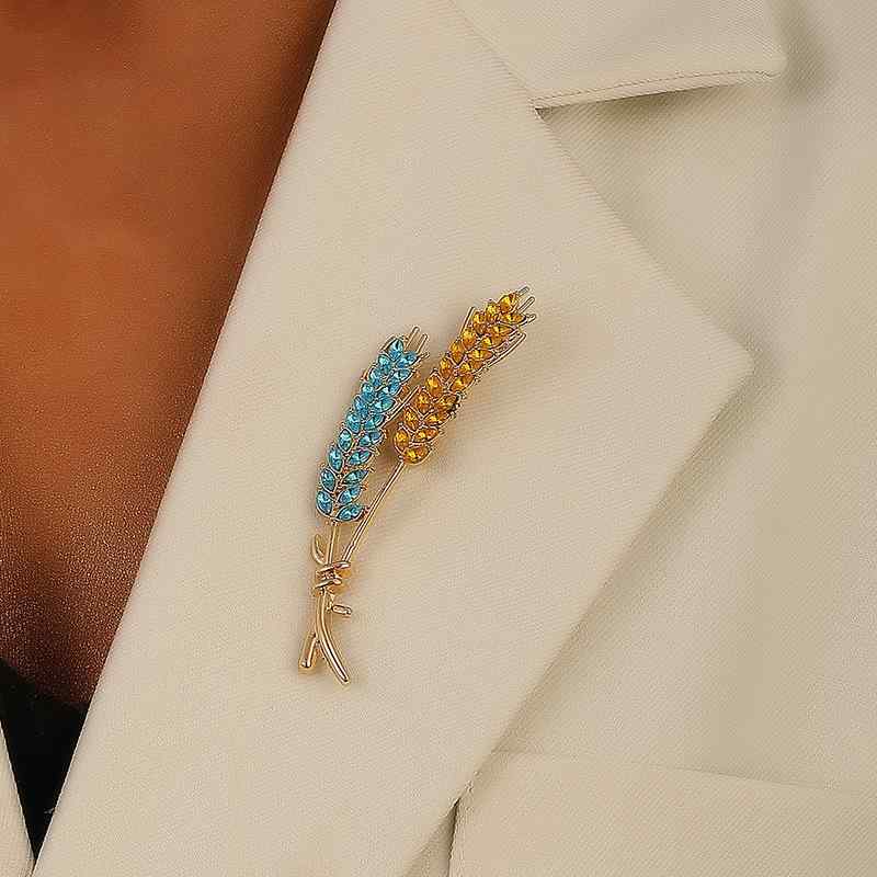 ・素材: 合金・種類: ブローチ・モチーフ: 花、植物・加工: ラインストーン・カラー: ゴールド×ピンク、ゴールド×ブルー・: 麦の穂・機能: 装飾、2WAY・スタイル: 個性的、・対象: 男女兼用・用途: ギフト、アクセサリー、誕生日プ...