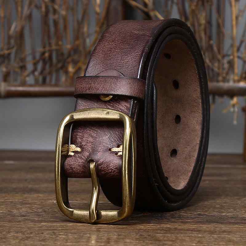 ・素材: レザー・革の特徴: 牛革・バックル素材: 銅・留め具のタイプ: ピンバックル・カラー展開: ブラック、コーヒー、カーキ、レッドブラウン・ベルト幅: 3.8cm・ベルト厚さ: 4mm・サイズ展開: 100cm、105cm、110cm...