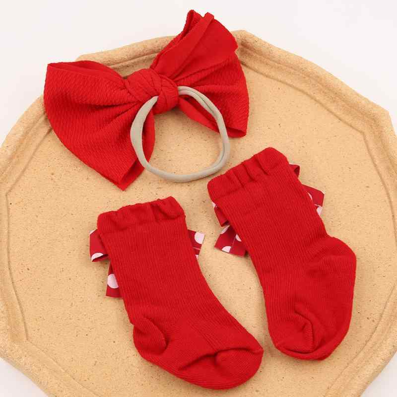 ・加工: ハンドメイド・スタイル: 子供用・素材: 綿・テイスト: レトロ・: リボン・柄: 無地・種類: カチューシャ、ヘアバンド・対象: 子供・セット内容: 靴下、ヘアバンド・対象年齢: 乳幼児（0〜3歳）