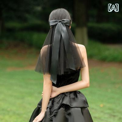 ・カテゴリ: ヘアアクセサリー・素材: 金属・スタイル: シンプル、レディース・: リボン・タイプ: 2層式・おすすめのシーン: 結婚式、誕生日、お祝い・カラー: ブラック