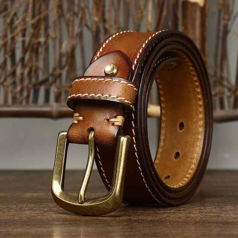 ・素材: レザー（牛革）・バックル素材: 銅・留め具形状: ピンバックル・カラー展開: ブラック、コーヒー、レッドブラウン、カーキ・幅: 3.8cm・厚さ: 4mm・長さ展開: 100cm、105cm、110cm、115cm、120cm、1...