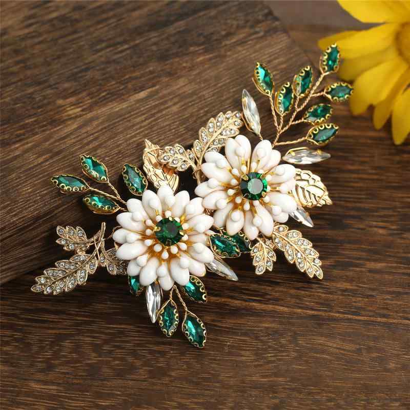 ・カテゴリ: ヘアアクセサリー・タイプ: サイドクリップ・素材: 合金・カラー: グリーン・: 花びら、植物、花・スタイル: 韓国、スウィート