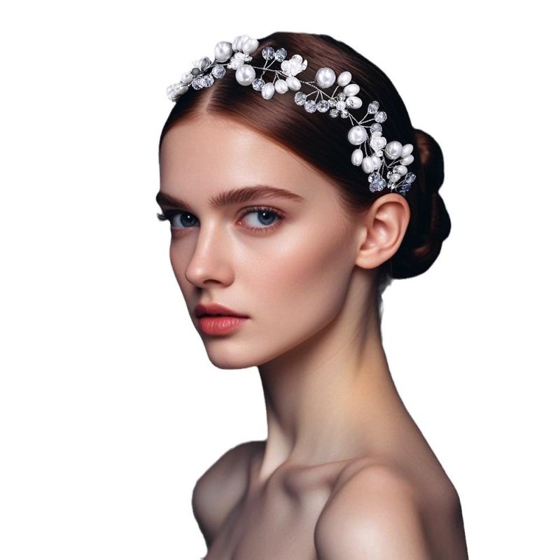 ・カテゴリ: ヘアアクセサリー・スタイル: 韓国・性別: レディース・: ウェーブ・用途: 結婚式、旅行、ギフト・柄: チェック・カラー: シルバー（ホワイトリボン）・特徴: 動物、金属、パール、ラインストーン、レース、ストライプ、ボヘミア...