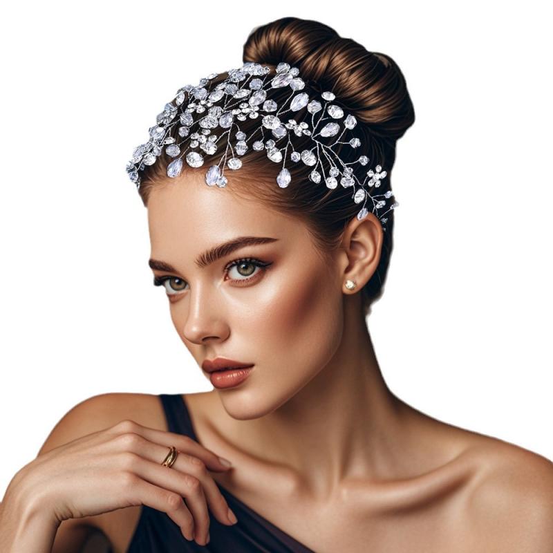 ・カテゴリ: ヘアアクセサリー・スタイル: 欧米風・対象: レディース・形状: ウェーブ・おすすめシーン: 結婚式、旅行の記念・柄: チェック・カラー展開: シルバー（ホワイトリボン）、シルバー・要素: 金属、パール、ラインストーン、レース...