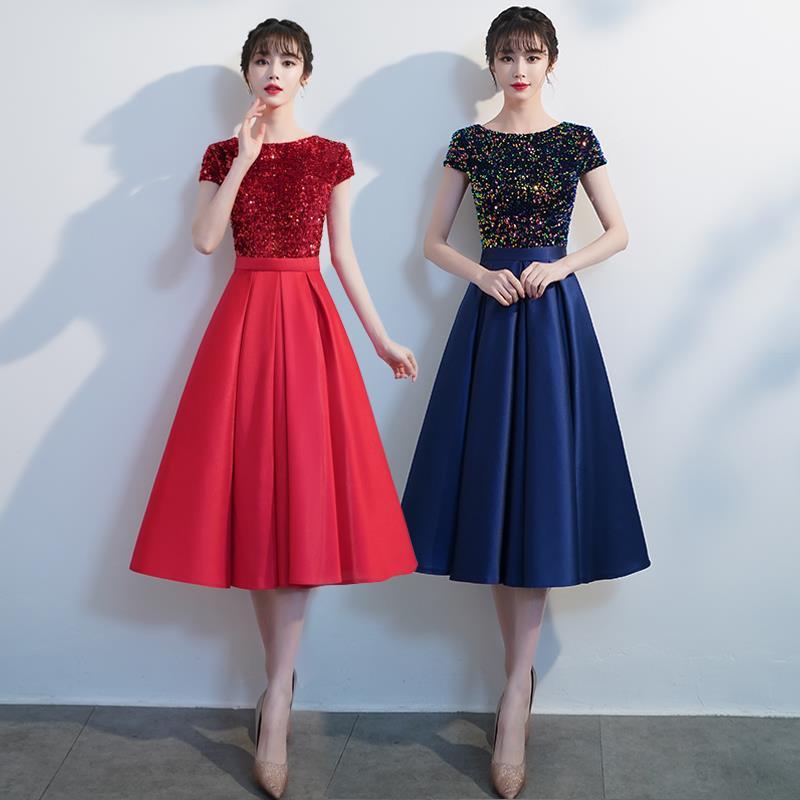 ・カテゴリ: ドレス・ネックライン: ラウンドネック・袖丈: 半袖・カラー展開: ネイビー、レッド、スカイブルー、ピンク・サイズ展開: XS、S、M、L、XL、XXL・着用シーン: パーティー・スカート丈: ロング・ウエスト: ミドルウエス...