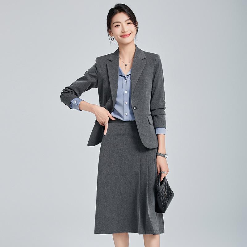 ・素材: ポリエステル 50%-70%、レーヨン 30%以下・スタイル: エレガント、OL通勤・スカート丈: ミディアム丈・袖の: 標準・袖丈: 長袖・カラー展開: ネイビー、ブラック、グレー、ホワイト・サイズ展開: S、M、L、XL、XX...