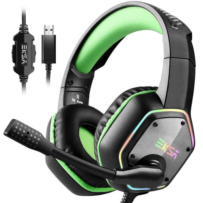 EKSA AirComfy ヘッドセット ノイズキャンセリングマイク付き PC用ヘッドセット 263g軽量 音量調節付き オーバーイヤーヘッドホン 3.5mm有線ヘッドフォン PS4/PS5/PC/Xbox/Switch/スマホ対応 ゲーミング1