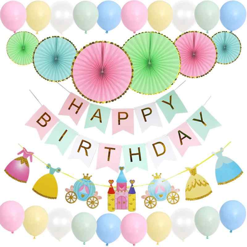 誕生日 飾り付け HAPPY BIRTHDAY デコレーションセットバルーン バースデーガーランド 特大 ペーパーファン ギフト キット29個