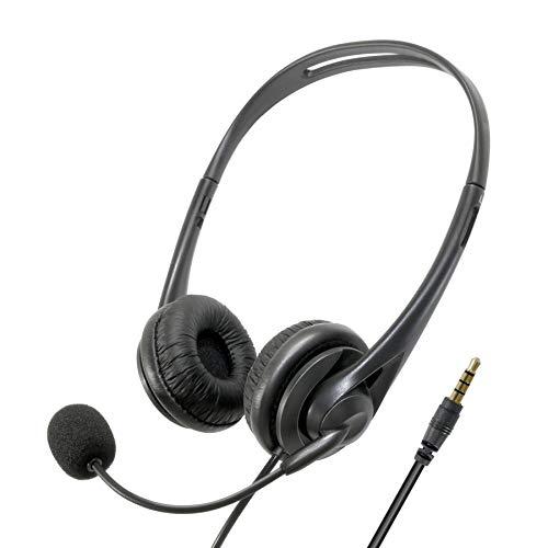 多摩電子工業 ヘッドセット φ3.5mm 4極ステレオ ミニプラグタイプ ケーブル長2.0m TSH70K ウインドフィルター付マイク 軽量 有線ヘッドフォン Windows Mac Teams Zoom Chrome テレワーク リモート...