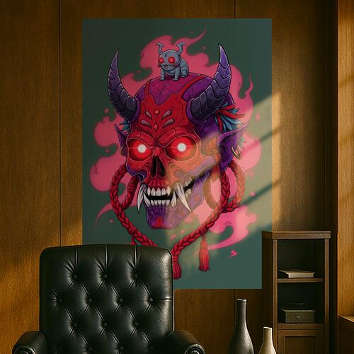 お部屋のインテリアとしてもお使いいただけます。検索用: 布 インテリア タペストリー 昭和レトロ 入れ墨風 部屋 アート グラフィック