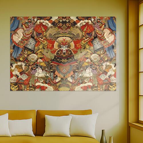 お部屋のインテリアとしてもお使いいただけます。検索用: 室内 飾り 布 インテリア タペストリー 昭和レトロ 入れ墨風 部屋 アート グラフィック 歌舞伎 扇子 武士 鎧 能面 タペストリー 和モダン 和柄 浮世絵風 和柄 刺青風 昭和レト...