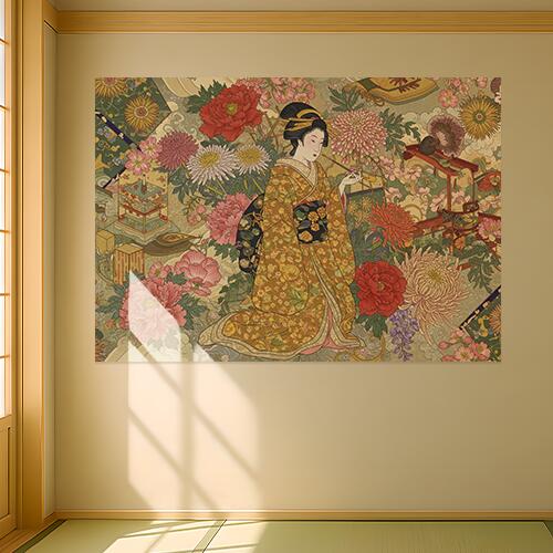 お部屋のインテリアとしてもお使いいただけます。検索用: 室内 飾り 布 インテリア タペストリー 昭和レトロ 入れ墨風 部屋 アート グラフィック 着物 芸者 花 牡丹 菊 タペストリー 和モダン 和柄 浮世絵風 和柄 刺青風 昭和レトロ ...