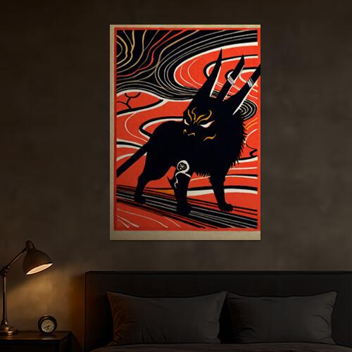 お部屋のインテリアとしてもお使いいただけます。検索用: 室内 飾り 布 インテリア タペストリー 昭和レトロ 入れ墨風 部屋 アート グラフィック 妖怪 鬼 狐 九尾 獣 タペストリー 和モダン 和柄 浮世絵風 和柄 刺青風 昭和レトロ 壁...