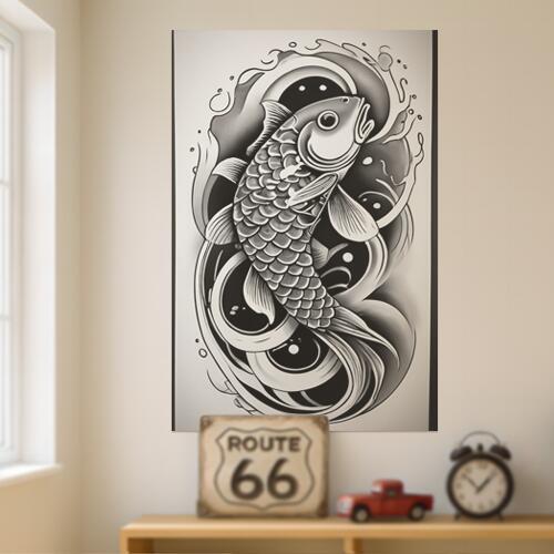 お部屋のインテリアとしてもお使いいただけます。検索用: 室内 飾り 布 インテリア タペストリー 昭和レトロ 入れ墨風 部屋 アート グラフィック 鯉 滝 鱗 波 幸運 タペストリー 和柄 和風 大きい 男気 日本画風 入れ墨風 アウトロー...
