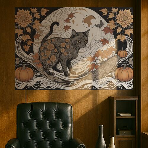 お部屋のインテリアとしてもお使いいただけます。検索用: 室内 飾り 布 インテリア タペストリー 昭和レトロ 入れ墨風 部屋 アート グラフィック 猫 秋 カボチャ 紅葉 花 タペストリー 和風 和柄 入れ墨風 浮世絵風 ハロウィン インテ...