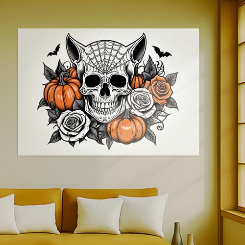 お部屋のインテリアとしてもお使いいただけます。検索用: 室内 飾り 布 インテリア タペストリー 昭和レトロ 入れ墨風 部屋 アート グラフィック ハロウィン スカル カボチャ バラ コウモリ タペストリー 和風 和柄 ハロウィン ホラー ...