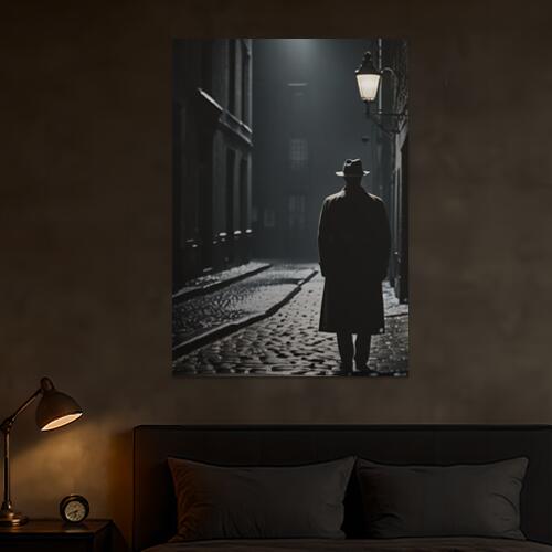 お部屋のインテリアとしてもお使いいただけます。検索用: 室内 飾り 布 インテリア タペストリー 昭和レトロ 入れ墨風 部屋 アート グラフィック 探偵 夜 路地 帽子 コート タペストリー イタリアマフィア風 男気 防犯 ヤクザ風 根性 ...