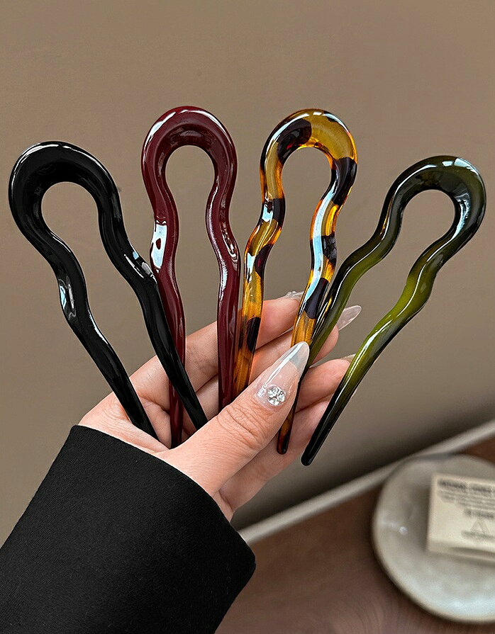 Uピン U字コーム　4色セット　かんざし 簪 レディース ヘアアクセサリー 髪飾り 髪留め ヘアピン まとめ髪 大人 上品 和装 着物 　うれしい4個セット おしゃれ オリジナル　ヘア 簡単 こなれ感 ヘアアレンジ 大人 簡単アレンジ ヘア...