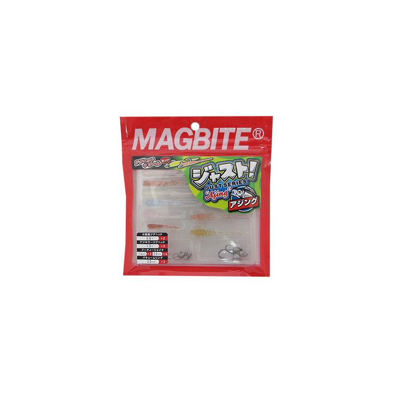仕様表ジグヘッド+ワームセット現場へ直行OK！コレがあれば豆アジ〜GOODサイズまでアジングが楽しめる♪MAGBITE JUST SERIES Ajingマグバイト ジャストシリーズ アジング内容物小悪魔ジグヘッド 0.8g 2個アジキラー...