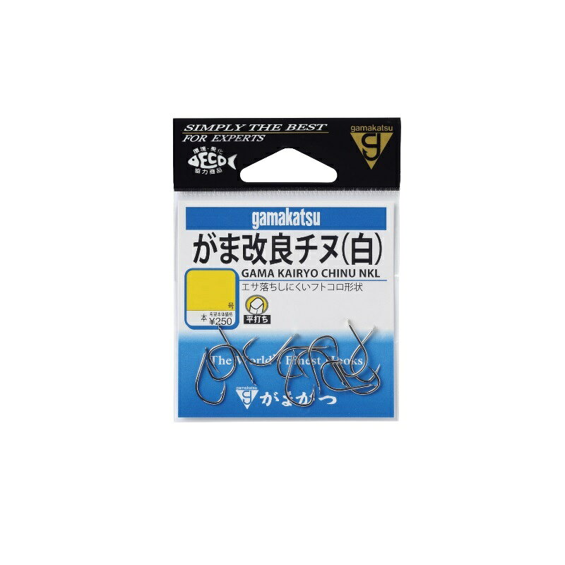 仕様表オキアミやエビ餌が止まりやすい様に先曲げ部の角度を鋭くしてあります。GAMAKATSUがまかつ　がま改良チヌ●品名コード：12321●号数：4●入数：12●カラー：白詳細はこちら