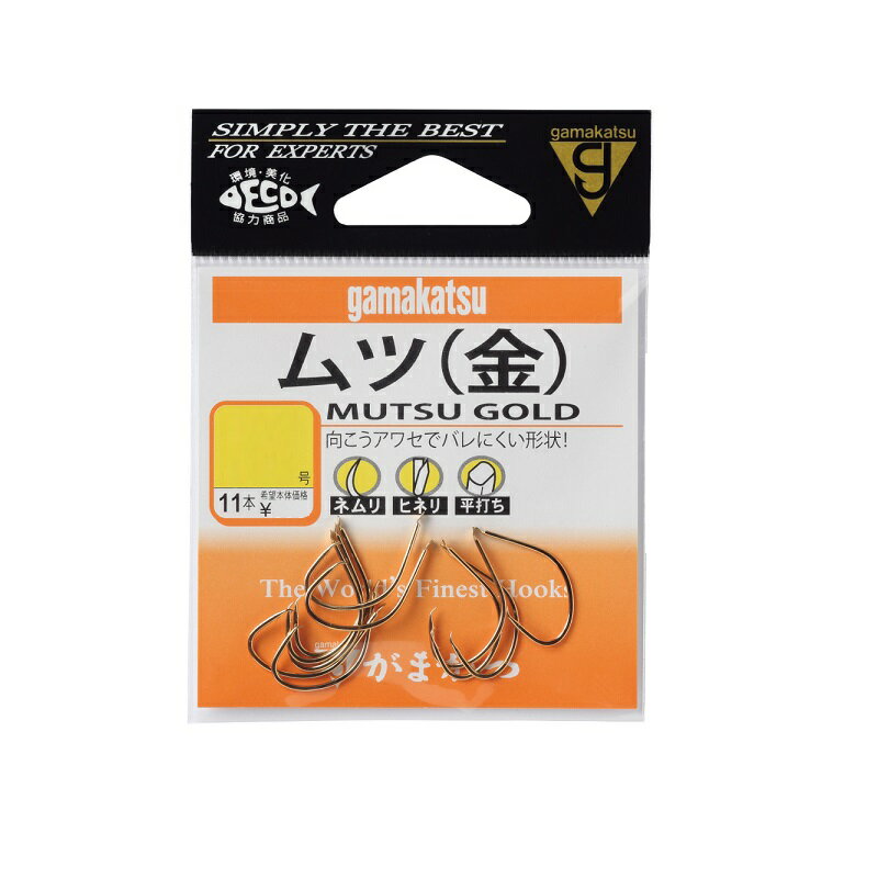 仕様表深場の釣りに最適Gamakatsu　がまかつ　ムツ●品名コード：12320●号数：12●入数：11●カラー：ゴールド詳細はこちら