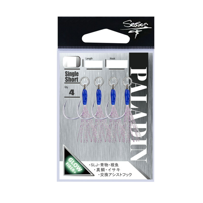 仕様表ショアジキング・SLJ、リアフック、プラッキングにも使用可能。使い手を選ばない扱い易さとシチュエーションに応じたより幅の広いサイズ選択が可能。ティンセル＋蓄光ファイバーのダブルアピールでどんなターゲットも誘い出す。●魚種青物（ショア）...