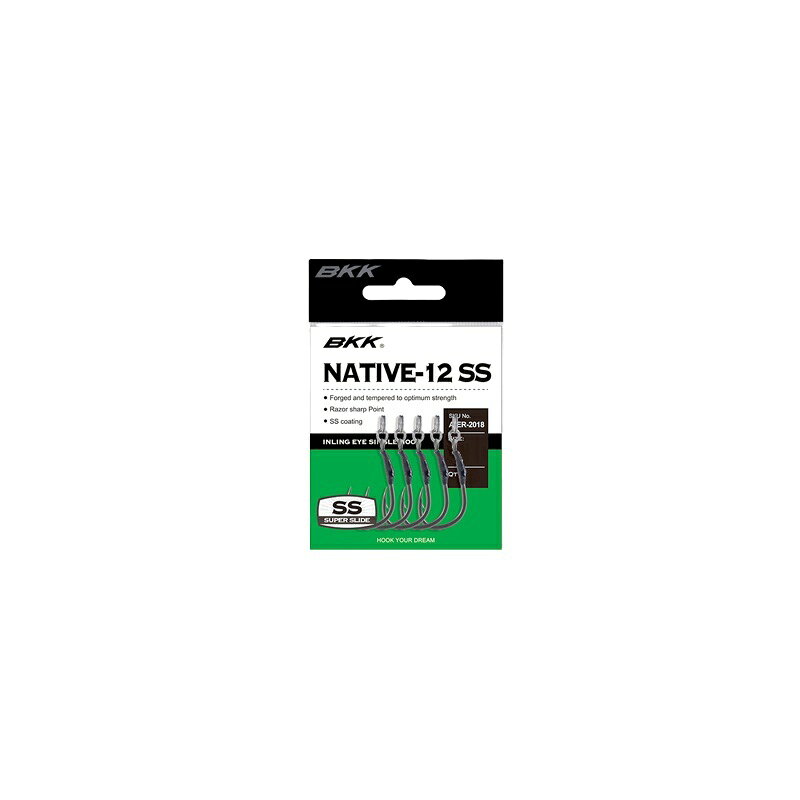 仕様表■Native-12 はファイト中のねじり力を緩衝する為に、必要な柔らかさを確保しながら、結び目は強度アップの為エポキシ樹脂でコーティングしてあります。鋭いフックポイント、強度を高める鍛造シャンク、超滑らかな SS コーティングが貫通...