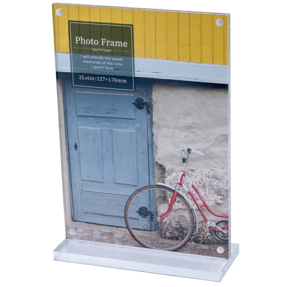 すっきりとしたデザインのマグネット式アクリルスタンドフレームです。両面使えるので、様々な楽しみ方ができます。マグネット式で写真の差し替えも簡単です。●フレーム外形寸法：タテ185×ヨコ127×厚み50mm●フレーム重量：210g●収納用紙寸...