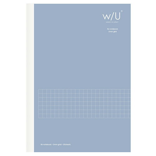 B6サイズの5mm方眼罫ノート●本体サイズ・ヨコ128×タテ182×厚み4mm●本文：40枚・5mm方眼罫●本体重量：約80g●材質：表紙/ボール紙　本文/上質紙70g/F