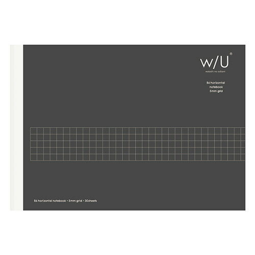 PC前のスペースでも広げやすいB6横型●本体サイズ・ヨコ179×タテ126×厚み4mm●本文：40枚・5mm方眼罫●本体重量：約80g●材質：表紙/ボール紙　本文/上質紙70g/F