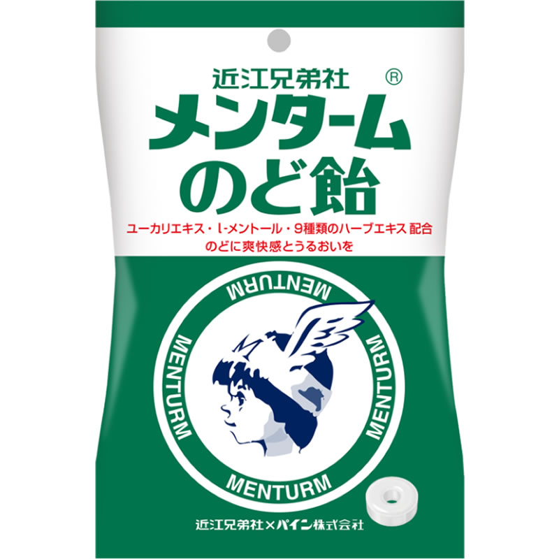 メンタームにも使用されている成分「l-メントール」に加え、「ユーカリエキス」と9種類の「ハーブエキス」を配合。 爽やかな香りと爽快感がお口いっぱいに広がります。 くちどけの良いリング型のキャンディです。