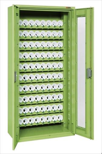 大切なツールをホコリ等から守り、一括集中管理できます。●外寸：W832×D450×H1760mm●カラー：グリーン●質量：101kg●ホルダー収納数：UT-40 8個×10段　80個●ツール脱落防止機能●セット内容（付属品）：塩ビ扉付【※サ...