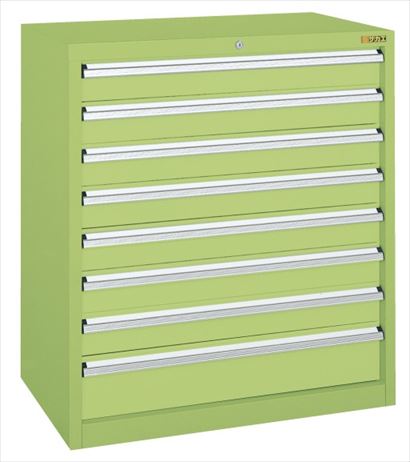 耐震構造 3重安全装置内蔵（オールロック機構・ラッチ機構・セーフティロック）●外寸：W860×D500×H950mm●カラー：サカエグリーン●質量：110kg●耐震構造：3重安全装置内蔵!●オールロック機構●ラッチ機構●セーフティロック機種...