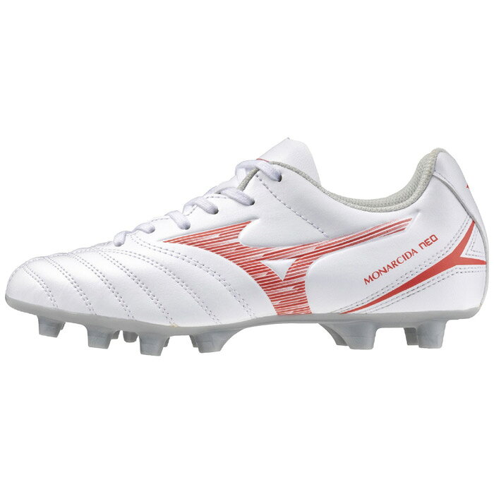 ◇ジュニア サッカースパイクメーカー：ミズノ (mizuno)品名：モナルシーダNEO 3 SELECT Jr品番：P1GB242560■アッパー 人工皮革■アウトソール 合成底■ワイズ 3E■カラー ホワイト×レッド■生産国 カンボジア軽...