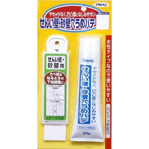 ●材質:合成樹脂/中空粒子/カビ止め剤●使用面積:約0.1平米●付属品:パテベラ付●質量:80g●タイプ:速乾性水性タイプ（株）アサヒペン