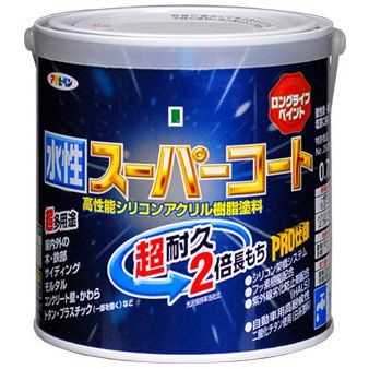 ●一般名:フッ素樹脂配合　水性シリコンアクリルペイント（JIS　K5663　1種）●規格:0.7L●標準塗り面積:一般色（1回塗）5.0〜6.6m2、メタリック色（2回塗）2.7〜3.2m2●色:青フッ素、シリコン架橋システム及び紫外線劣化...