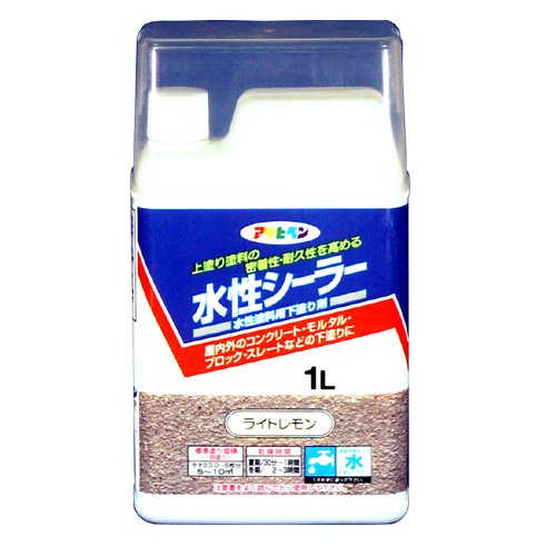 ●規格:1L●用途:屋内外のコンクリート・モルタル・スレートなどに水性塗料を塗る場合の下塗り用。●乾燥時間:夏期/30分~1時間・冬期/2~3時間●標準塗り面積(1回塗り):5~10m2(タタミ3~6枚分)●色:ライトレモン上塗り塗料の吸込...
