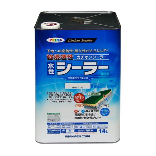 ●規格:14L●塗り回数:1回塗り●色:透明（クリヤ）●乾燥時間:夏期/30分〜1時間・冬期/2〜3時間●上塗りの目安:夏期/2時間以上・冬期/6時間以上●浸透力に優れており、劣化した下地に奥深く浸透して下地を補強します。●カチオン樹脂によ...