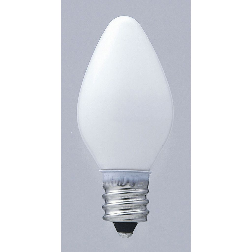 ●ローソク球タイプ。●表示灯、神仏などの灯明器具に適した電球です。■定格電圧：50V■定格電流：0.1A■定格消費電力：5W■定格寿命：約2,000時間■本体サイズ：全長55×バルブ径24(mm)■口金：E12■入数：1個■カラー：ホワイト