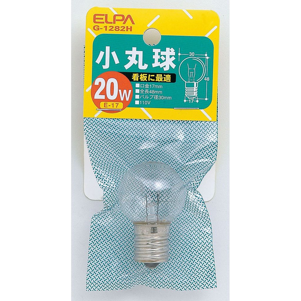 ●看板、装飾照明に適した電球です。■定格：　・電圧　110V　・消費電力 20W　・寿命：約1,000時間■本体サイズ：　・全長：48mm　・バルブ径：30mm　・口金：E17■入数：1個■カラー：クリア