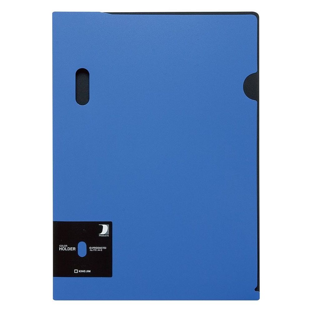 ●指1本でスマートに出せるスライドホール付き。書類が入れやすいコーナーカット付き。22.3×0.1×31cmサイズ:A4色:青