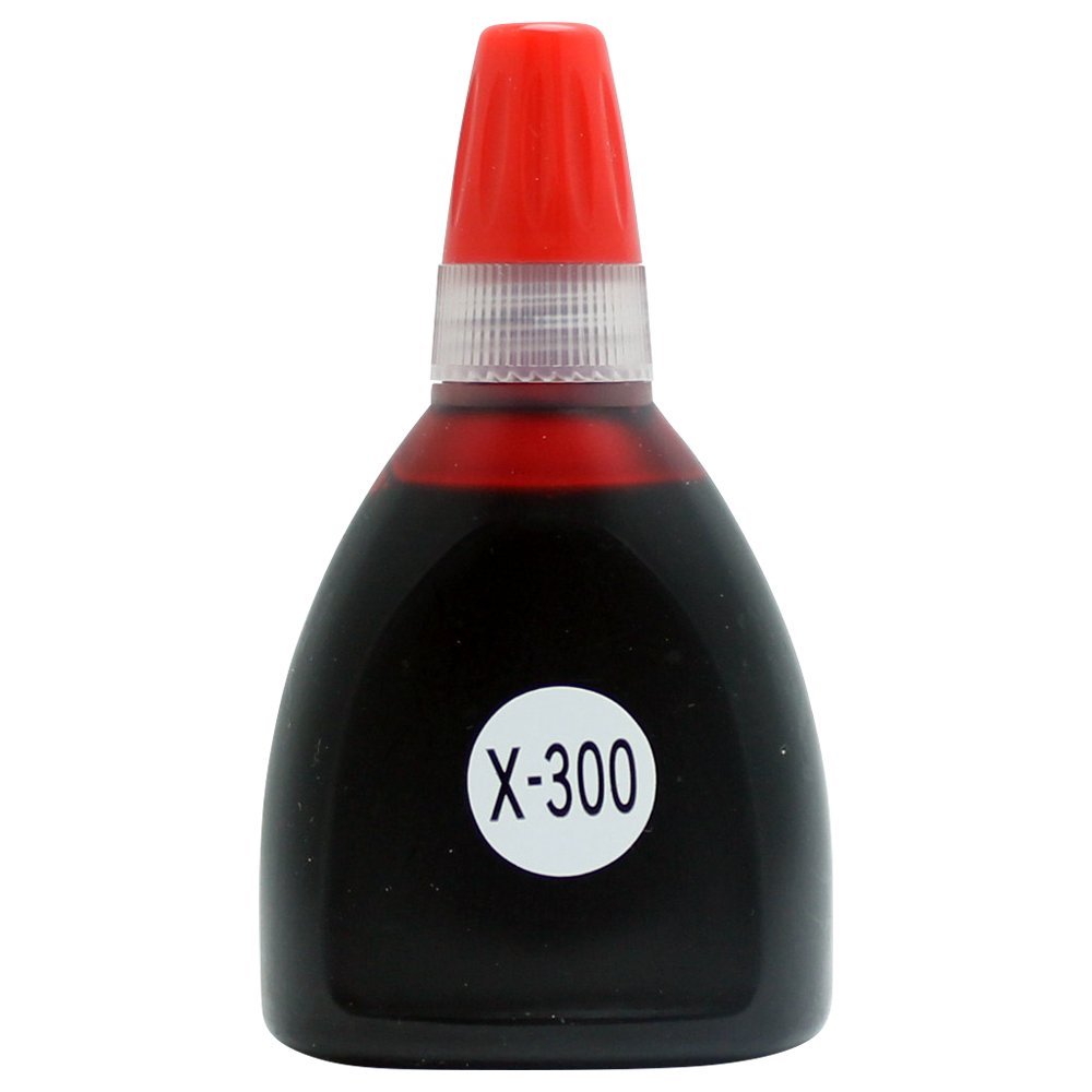 　染料系のXスタンパー用の補充インキ。インキ色は赤色で60ml入り。3.8×5.4×9.6cm