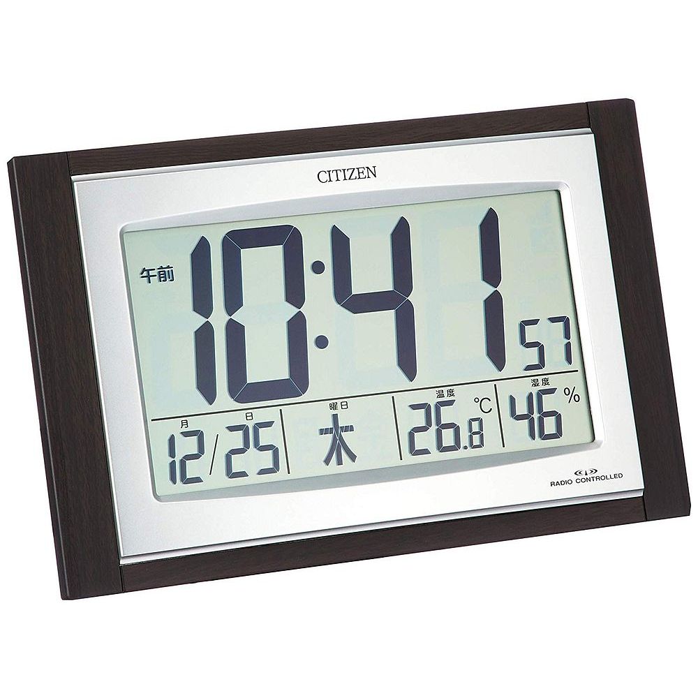 掛置き兼用デジタル時計。温度・湿度表示付。カレンダー表示付。サイズ157×240×40 (mm) 。重さ430g耐アレルギー確認 : メーカーによる確認がないか、アレルギーをお持ちの方に適さない可能性があります。防水性能 : 非防水使用電源...